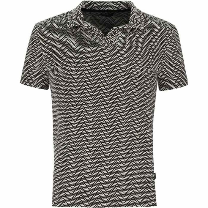 Muratti Textured Johnny Collar Golfer Mens Black/White|John Craig