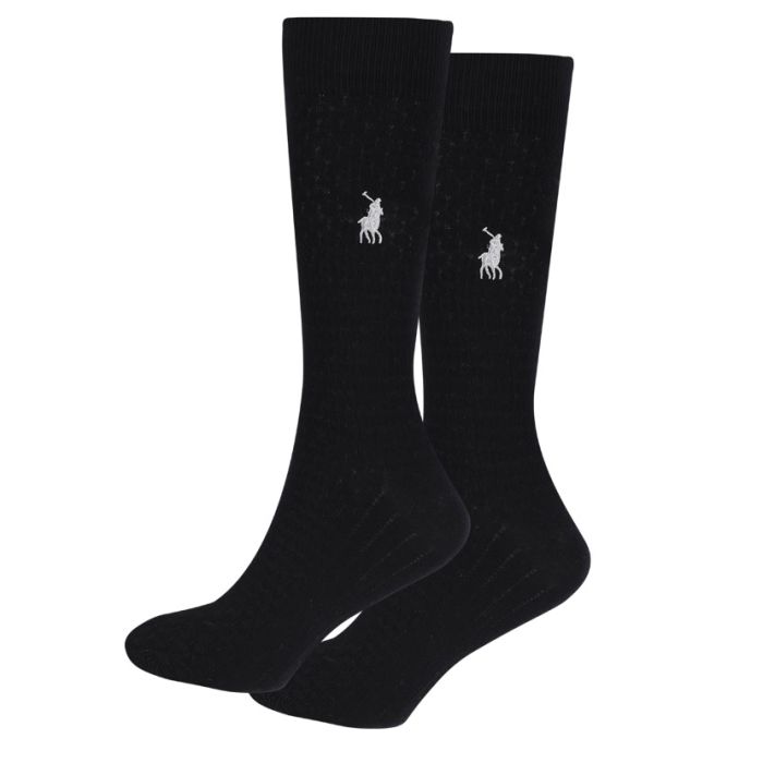 Polo Cotton Nylon Texture Sock Black | John Craig